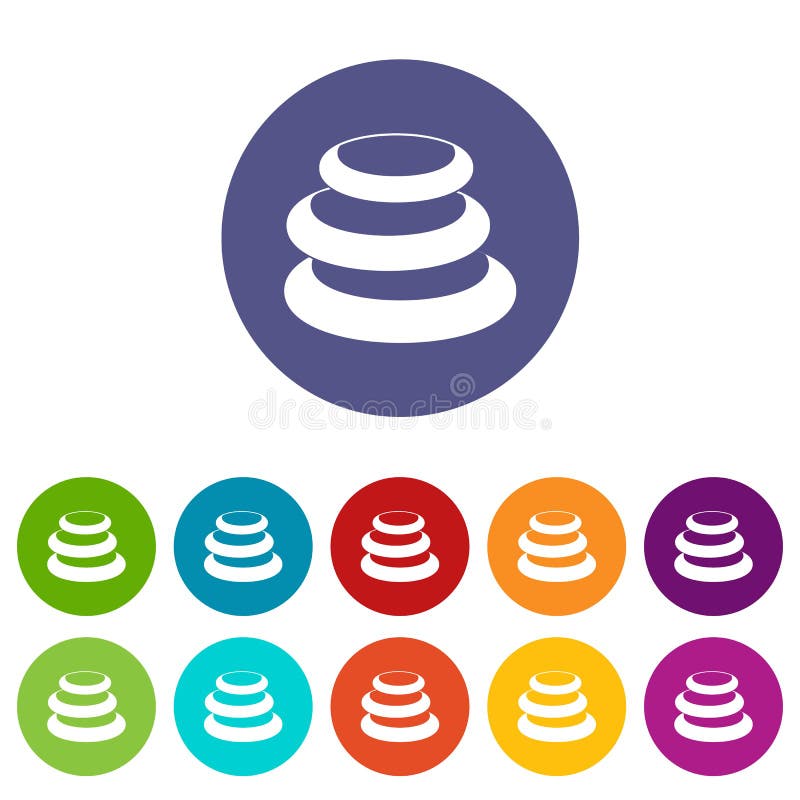 Stack of Basalt Balancing Stones Icons Set Flat Stock Vector ...