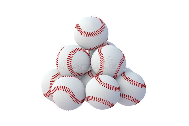 Stack of Baseball Balls Isolated on White Background. Sports Equipment ...