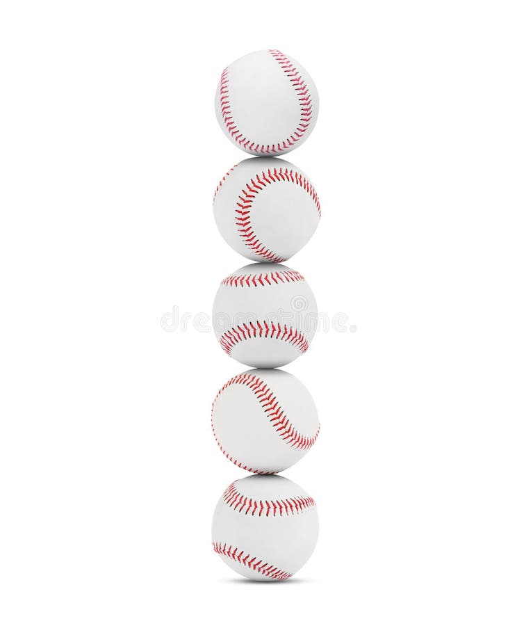 Stack of Baseball Balls on White Background Stock Photo - Image of ...
