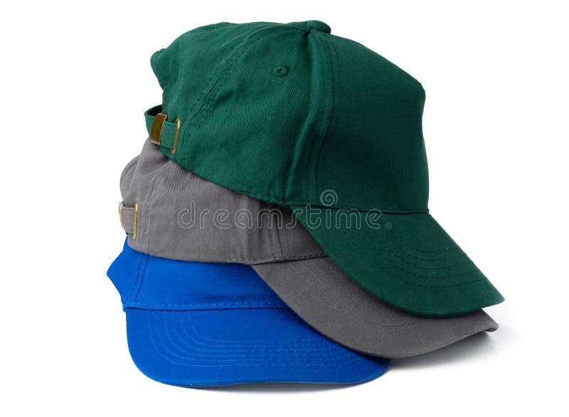 Stack of Baseball Caps Isolated on White Background Stock Image - Image ...