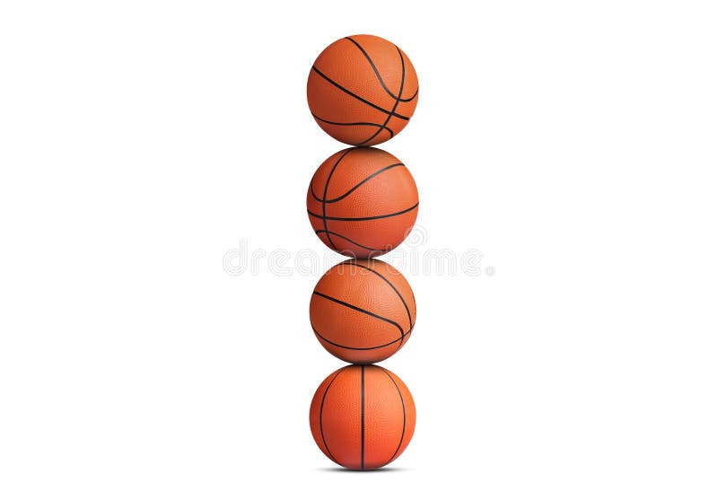 Stack of Basketball Balls on White Background Stock Photo - Image of ...