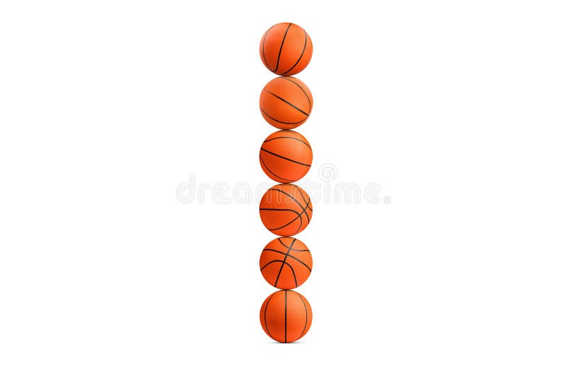 Stack of Basketball Balls on White Background Stock Image - Image of ...