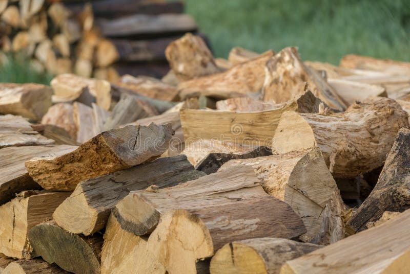 Stack or Batch of Firewood - Log or Timber Blocking Stock Image - Image ...