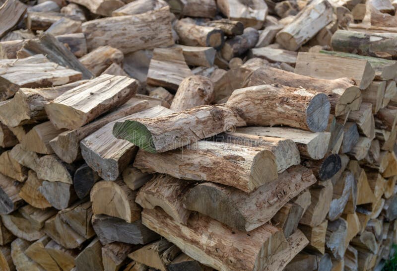 Stack or Batch of Firewood - Log or Timber Blocking Stock Image - Image ...