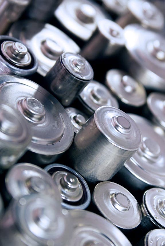 Stack of batteries stock image. Image of chrome, line - 15023305