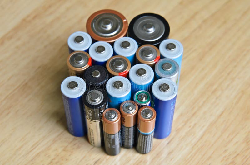 Stack of batteries stock photo. Image of supply, plug - 32377562