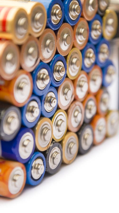 Stack of Batteries Ready for Recycling Stock Photo - Image of ...