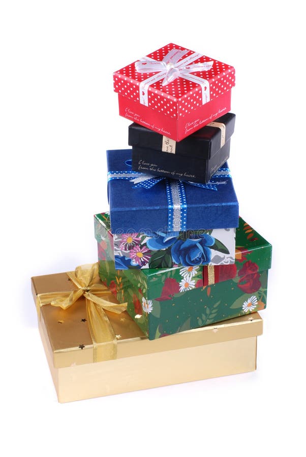Stack of Beautiful Gift Boxes Stock Image - Image of present ...