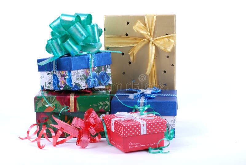 Stack of Beautiful Gift Boxes Stock Image - Image of isolated, year ...