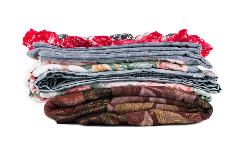 Stack of Beautiful Handmade Quilts. Stock Photo - Image of bind ...