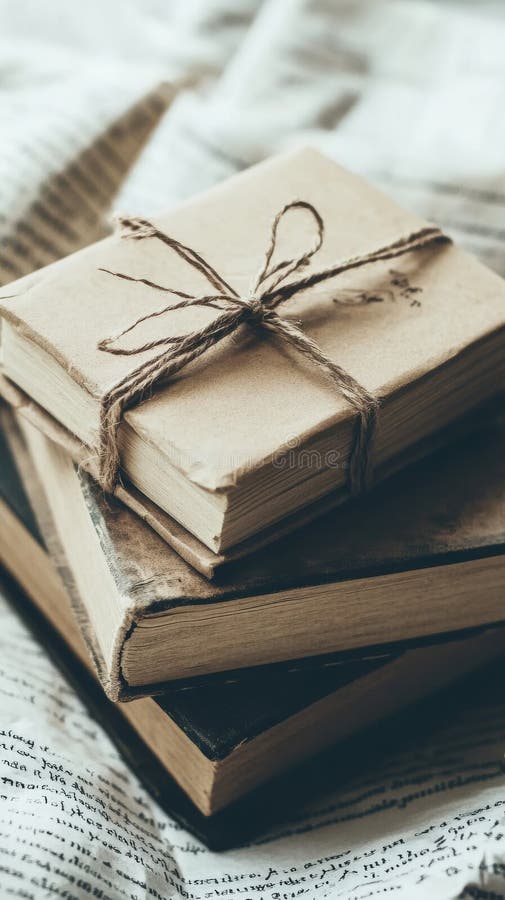 A Stack of Beautifully Kraft Paper-wrapped Boxes with String, Displayed ...