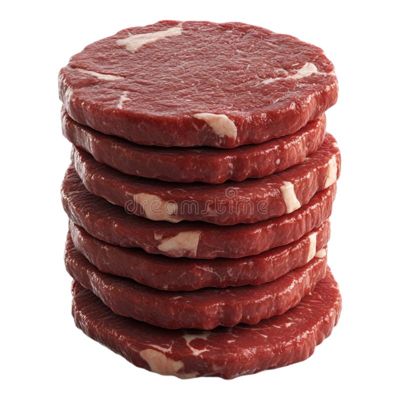 A Stack of Beef Meat Patties Isolated on a Transparent Background Ideal ...