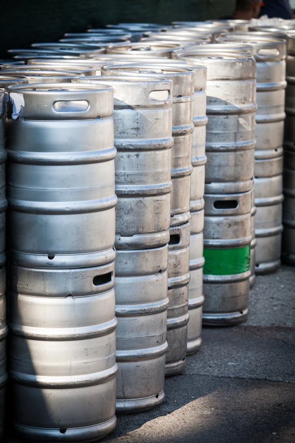 Stack of beer barrels stock photo. Image of drink, steel - 79512876