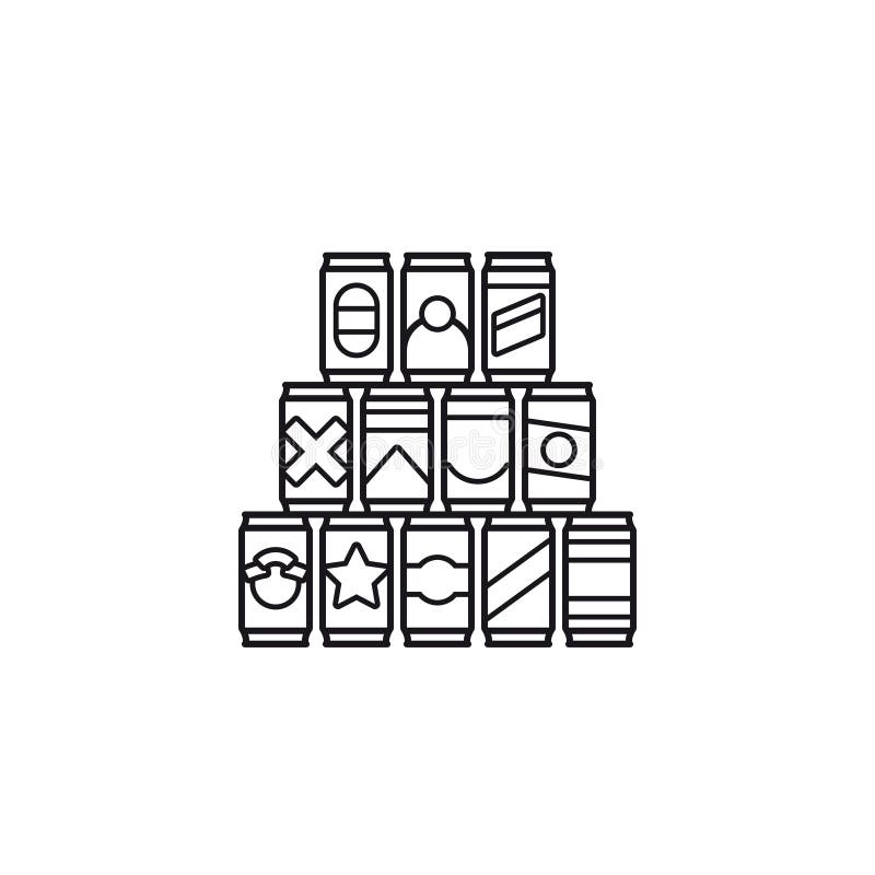 Stack of Beer Cans Vector Icon Stock Vector - Illustration of line ...