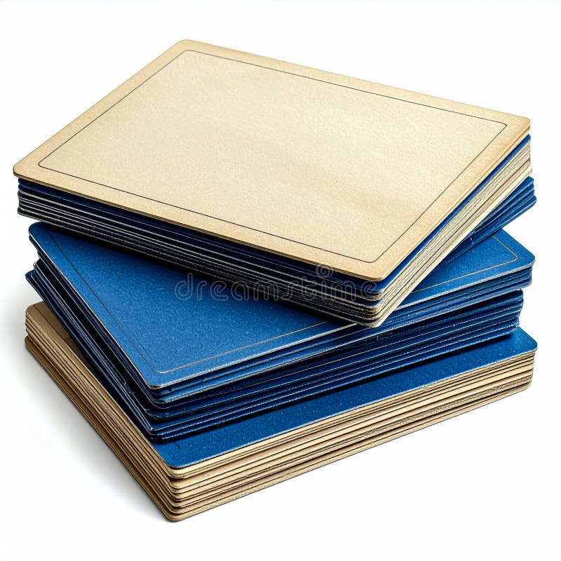 Stack of Beige and Blue Vintage Index Cards Stock Illustration ...