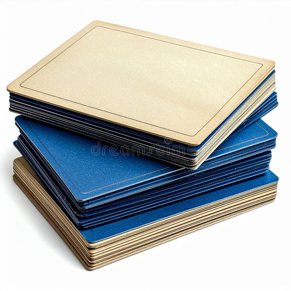 Stack of Beige and Blue Vintage Index Cards Stock Illustration ...