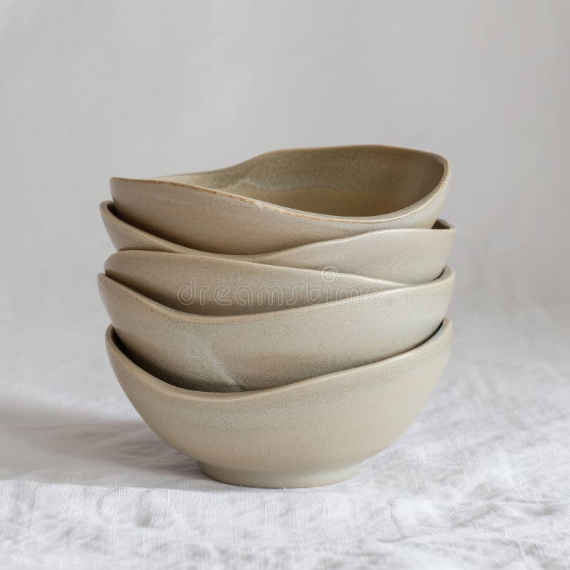 Stack of Beige Ceramic Bowls Stock Image - Image of beige, equipment ...