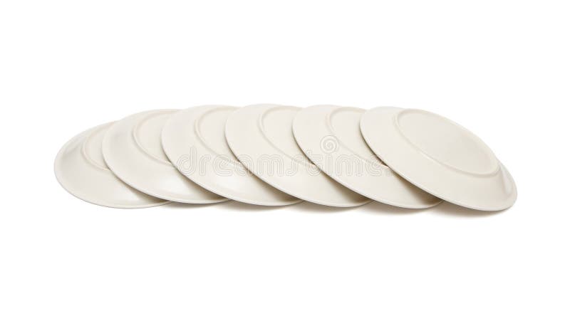 Stack of Beige Plates Tiled Upside Down Isol Stock Photo - Image of ...