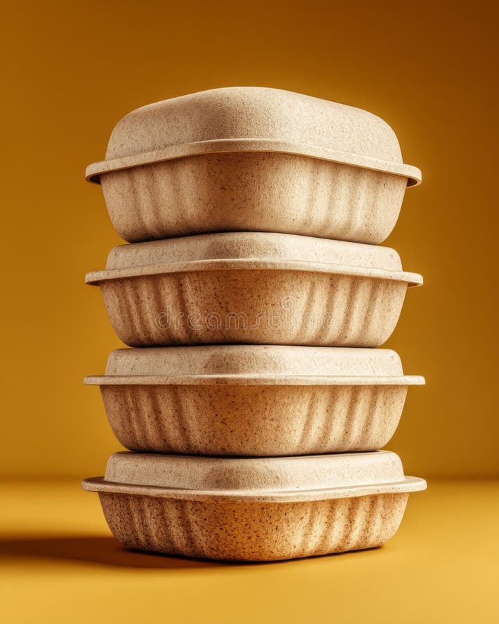 Stack of Beige Square Eco-Friendly Food Containers Stock Illustration ...
