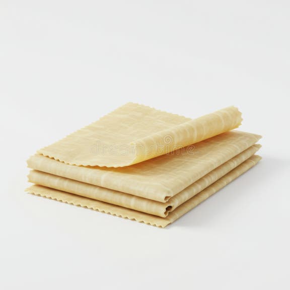 Stack of Beige Uncooked Pasta Sheets with Ridged Texture on a White ...