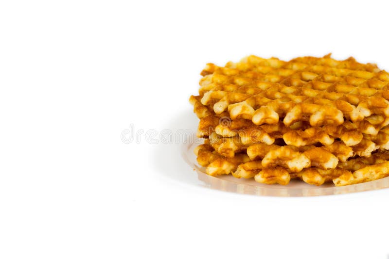 Stack of Belgian Round Waffles Stock Photo - Image of breakfast, wafer ...