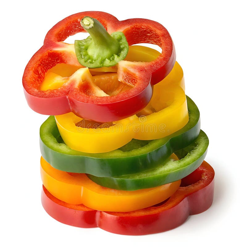 Stack of Bell Pepper Rings Isolated on Transparent Background Stock ...