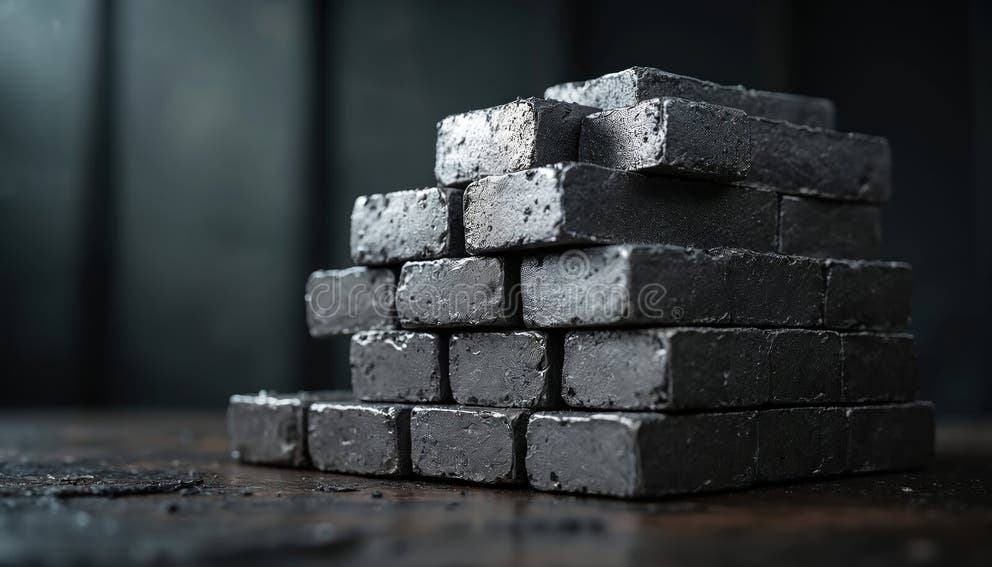 Stack of Beryllium Metal Ingots. Solid Element in Industrial ...