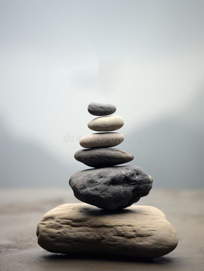 A Stack of Big Pebbles Sitting on Top of a Large Rock, AI Stock Photo ...