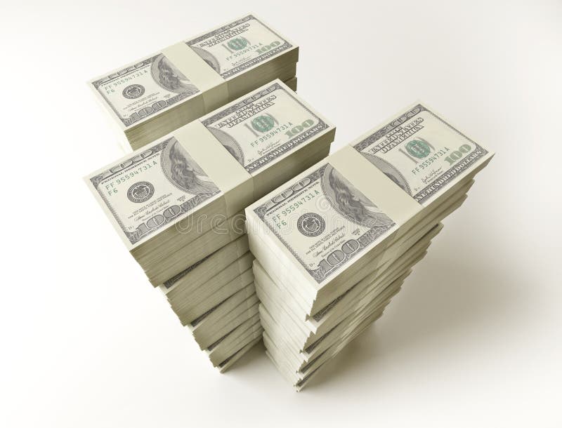 Stack of $100 bills stock illustration. Illustration of white - 29917692