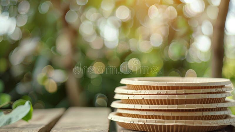 A Stack of Biodegradable Paper Plates and Compostable Lery Eliminating ...
