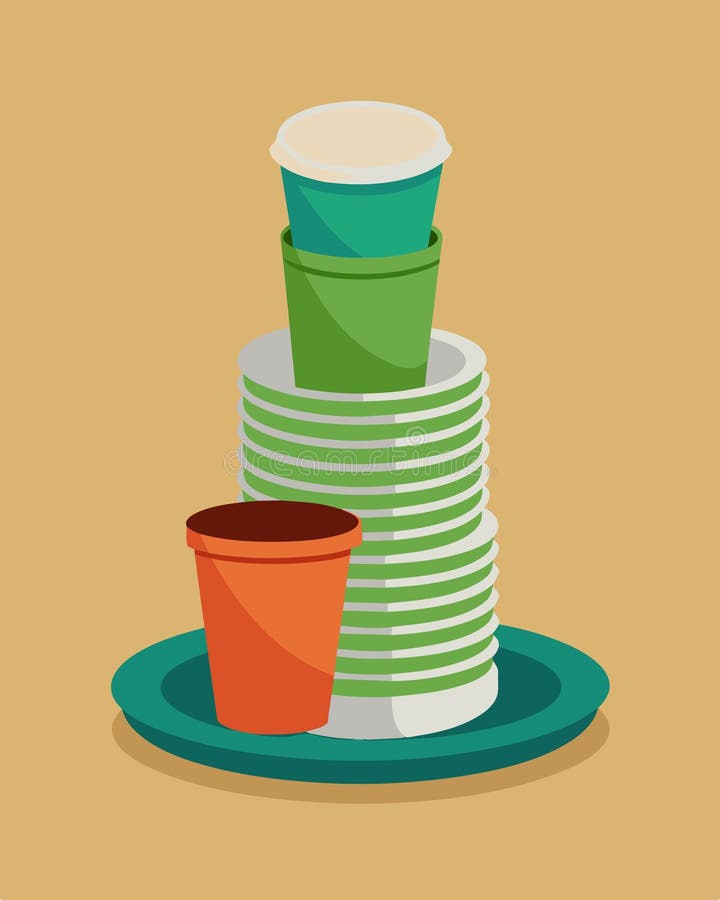 A Stack of Biodegradable Paper Plates and Cups Made from Recycled ...