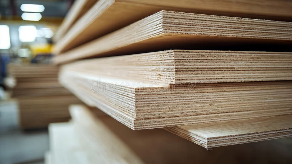 Stack of Birch Plywood Sheets, Smooth and Light-colored, in a Modern ...