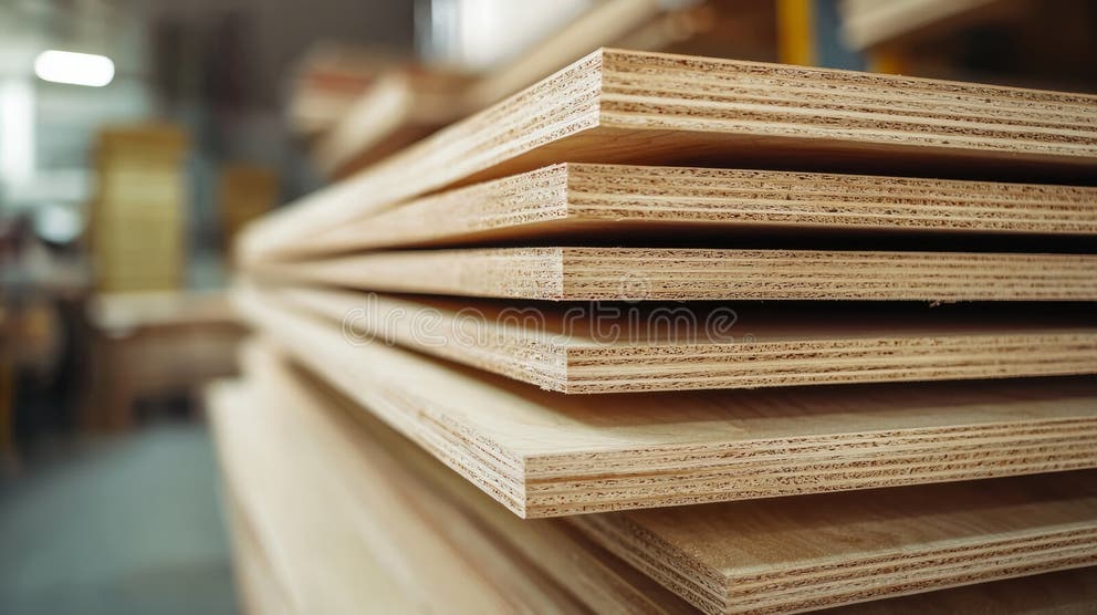 Stack of Birch Plywood Sheets, Smooth and Light-colored, in a Modern ...