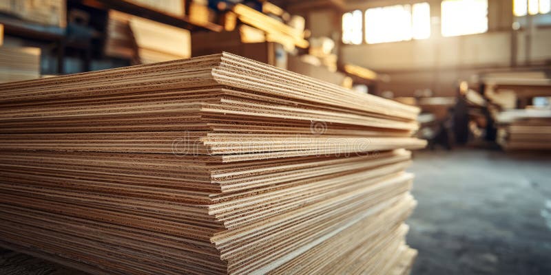 Stack of Birch Plywood Sheets, Smooth and Light-colored, in a Modern ...