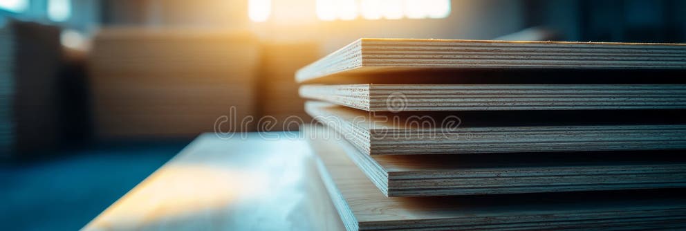 Stack of Birch Plywood Sheets, Smooth and Light-colored, in a Modern ...