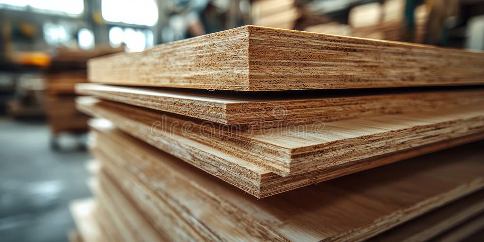 Stack of Birch Plywood Sheets, Smooth and Light-colored, in a Modern ...
