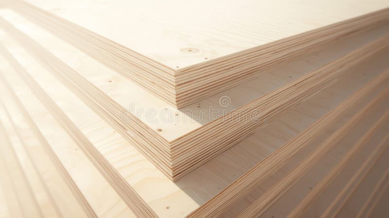 Stack of Birch Plywood Sheets, Smooth and Light-colored, in a Modern ...