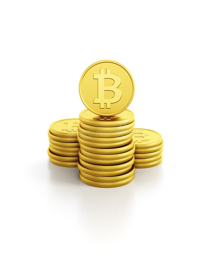 Stack of bitcoin coins stock illustration. Illustration of concept ...