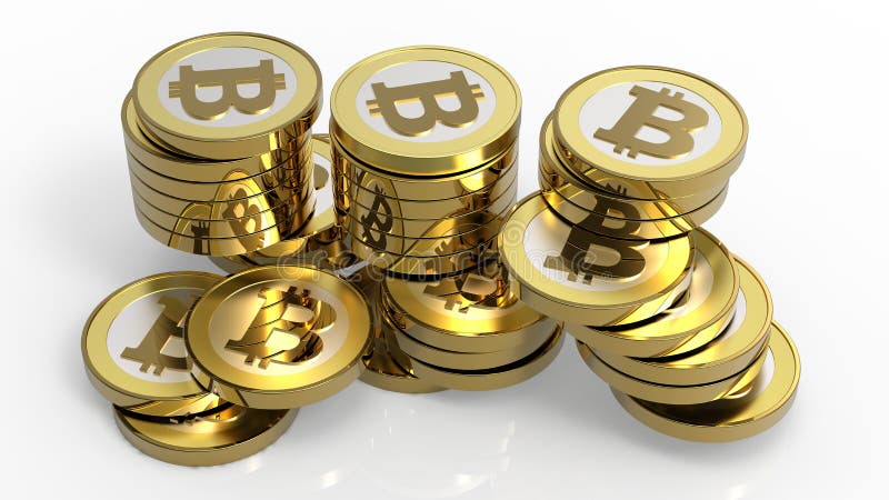 Stack of Bitcoins Isolated on White. Stock Illustration - Illustration ...