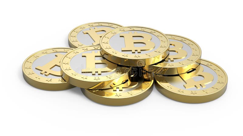 Stack of Bitcoins Isolated on White Stock Illustration - Illustration ...