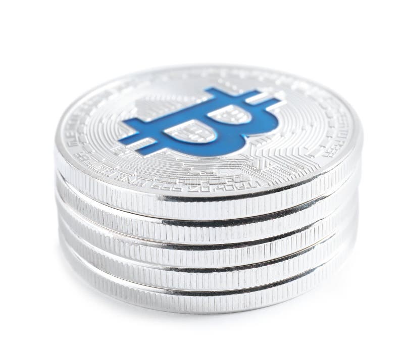 Stack of Bitcoins on Keyboard Stock Image - Image of wallet ...