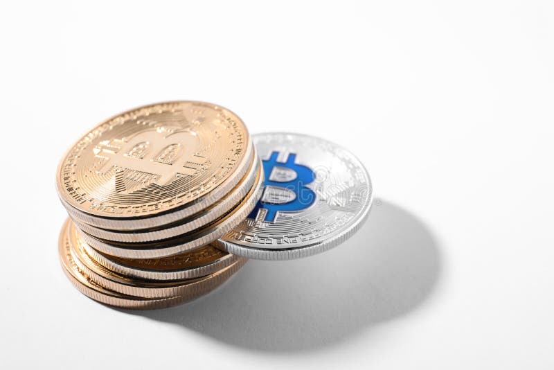 Row of Bitcoins on White. Digital Currency Stock Image - Image of invest, market: 153699597