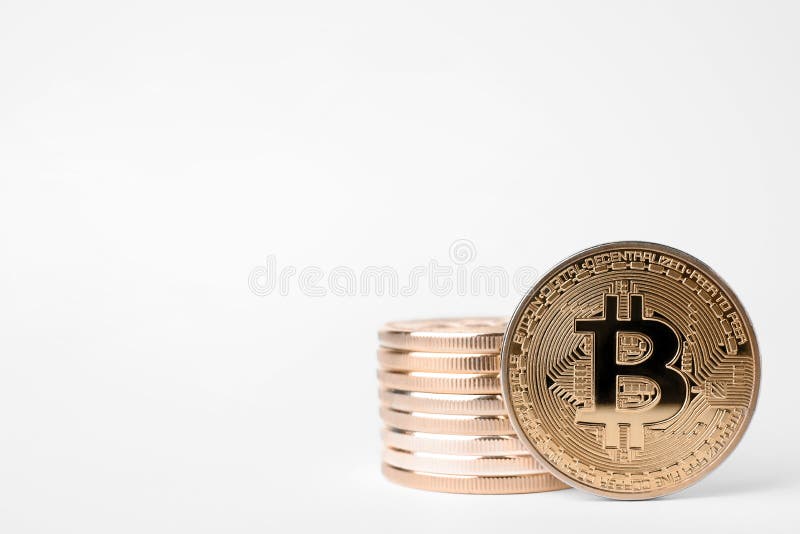 Row of Bitcoins on White. Digital Currency Stock Image - Image of ...