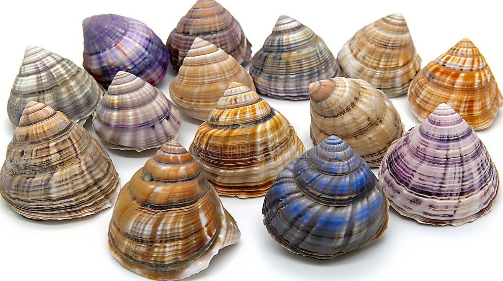 A Stack of Bivalve Shellfish in Electric Blue on White Surface Stock ...