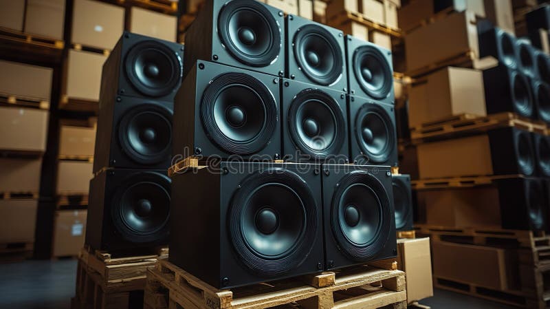 Stack Black Audio Speakers Warehouse Shipping Boxes Stock Photos - Free ...