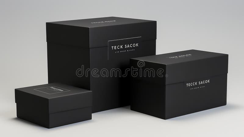 Stack black box mock up stock illustration. Illustration of ...