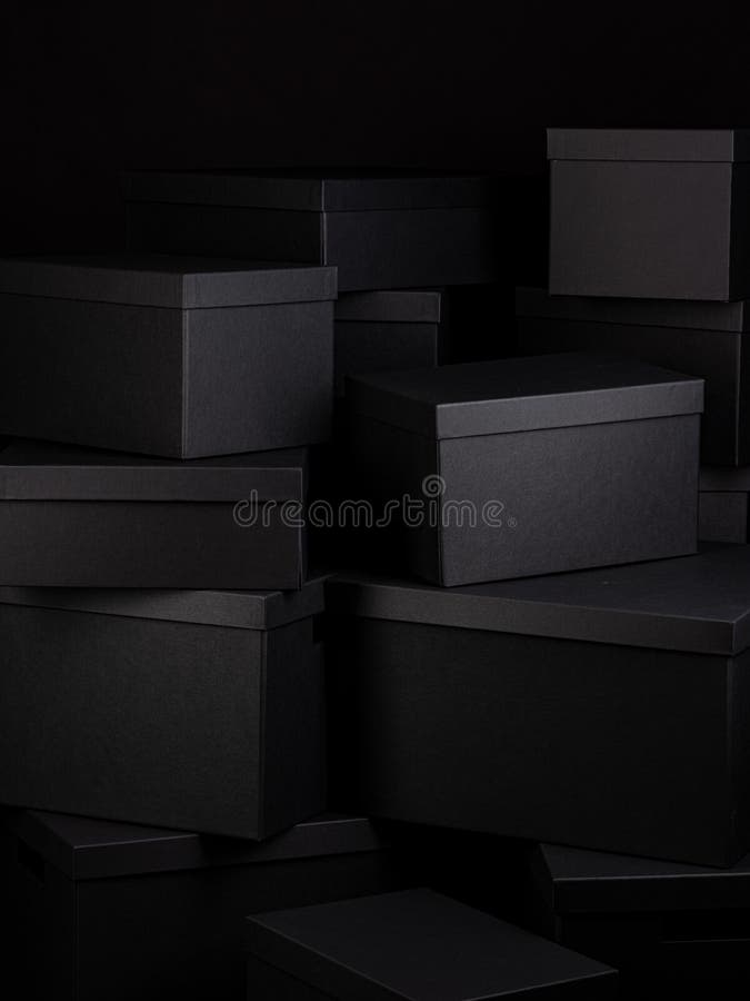 Stack of Black Boxes stock photo. Image of geometrical - 238850644