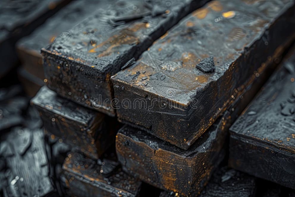 Stack of Black Bricks Covered in Dirt and Grime Stock Illustration ...
