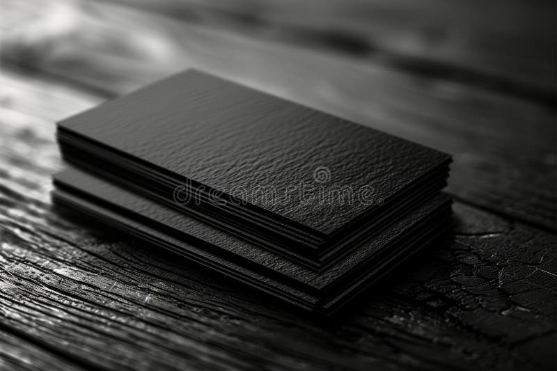 Stack of Black Business Cards on Wooden Tabletop Stock Photo - Image of ...