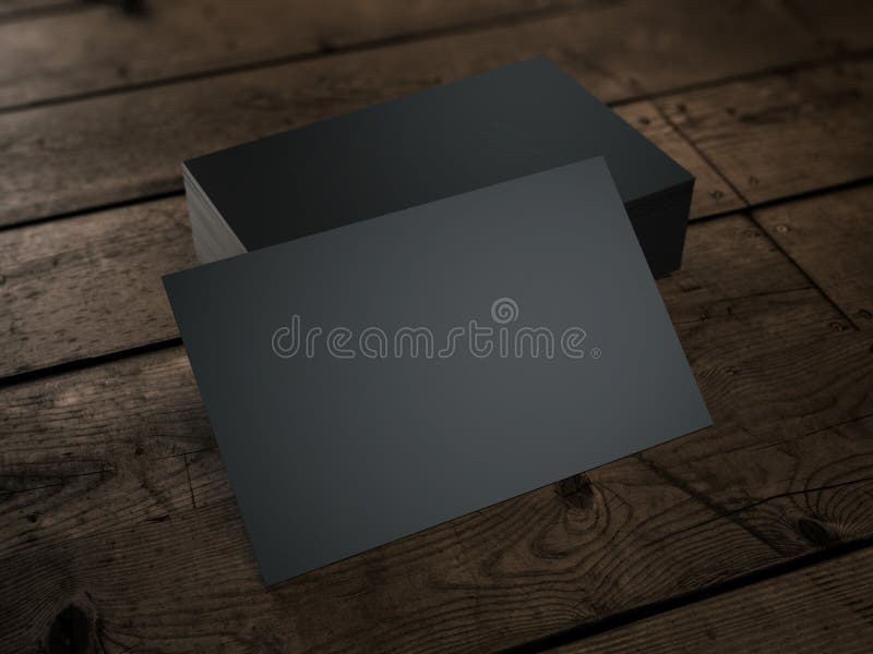 Stack of Black Business Cards. 3d Rendering Stock Illustration ...
